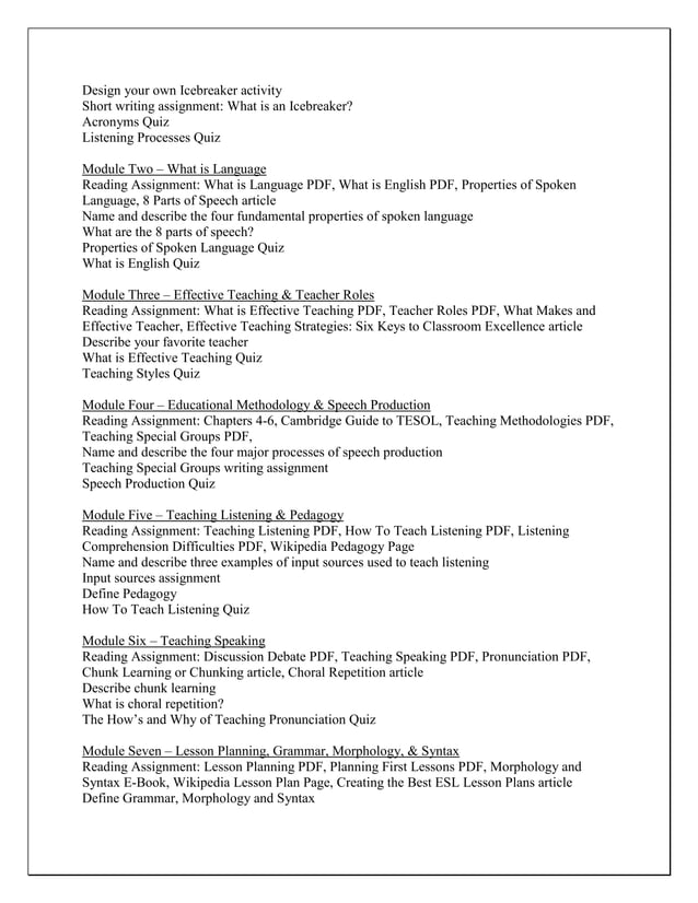 American TESOL Advanced Syllabus | PDF