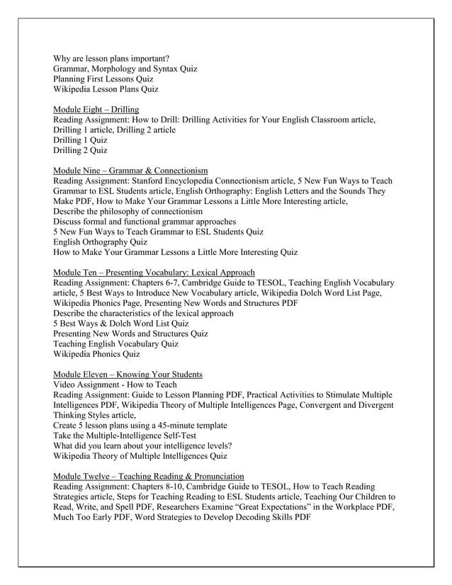 American TESOL Advanced Syllabus | PDF