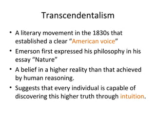 American transcendentalism good copy | PPT