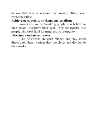 American values and assumptions | DOCX