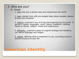 American values and identity | PPTX