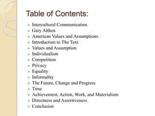 American values & assumptions1 | PPTX