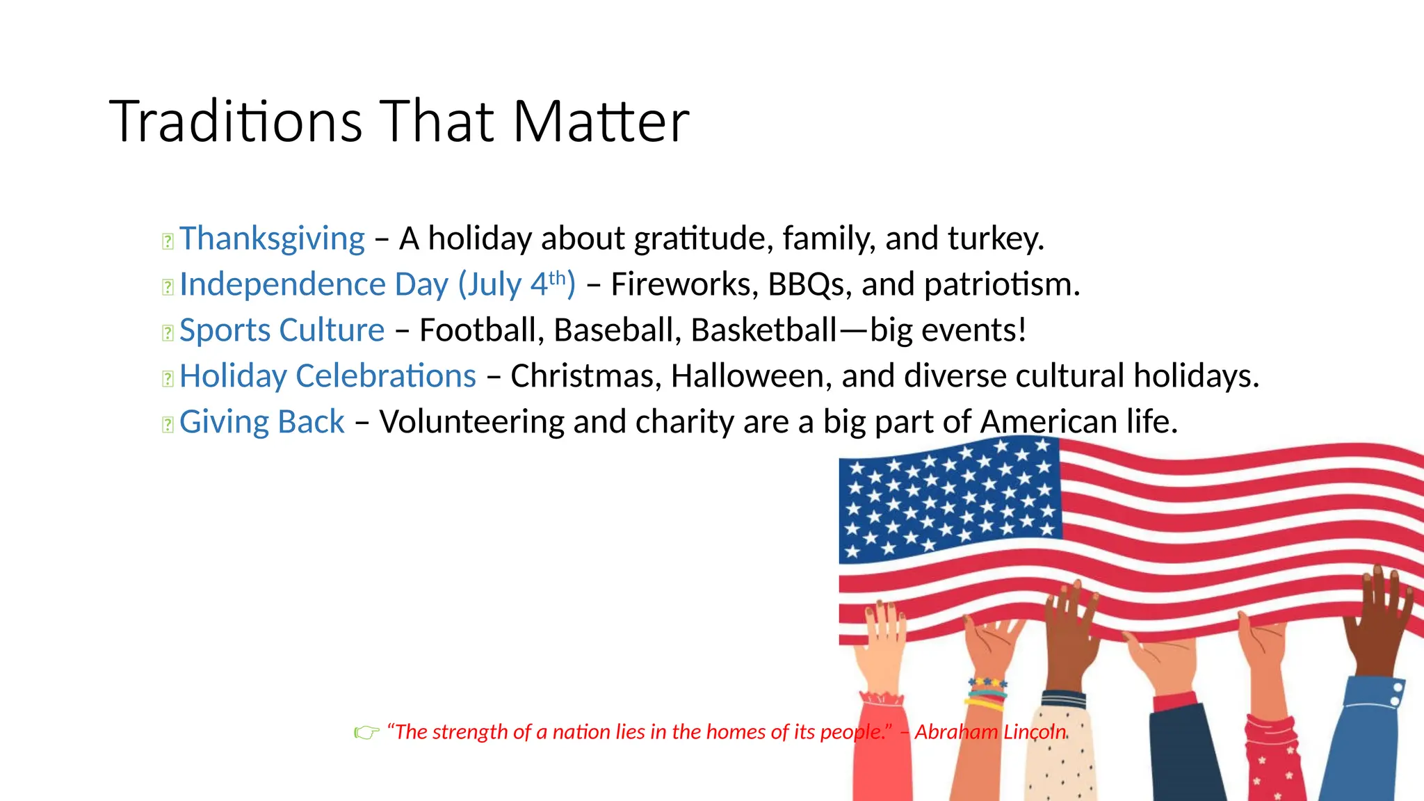 Presentation on American Values & Traditions | PPSX