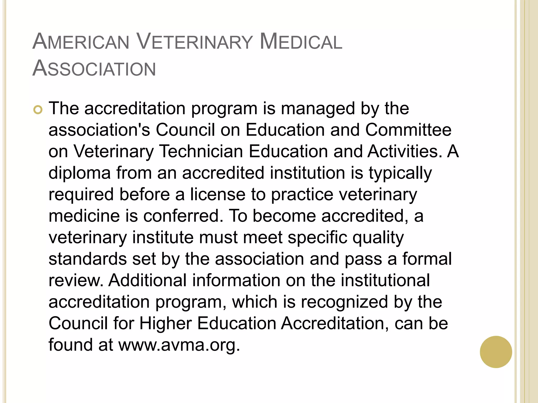 American Veterinary Medical Association Institutional Accreditation | PPTX