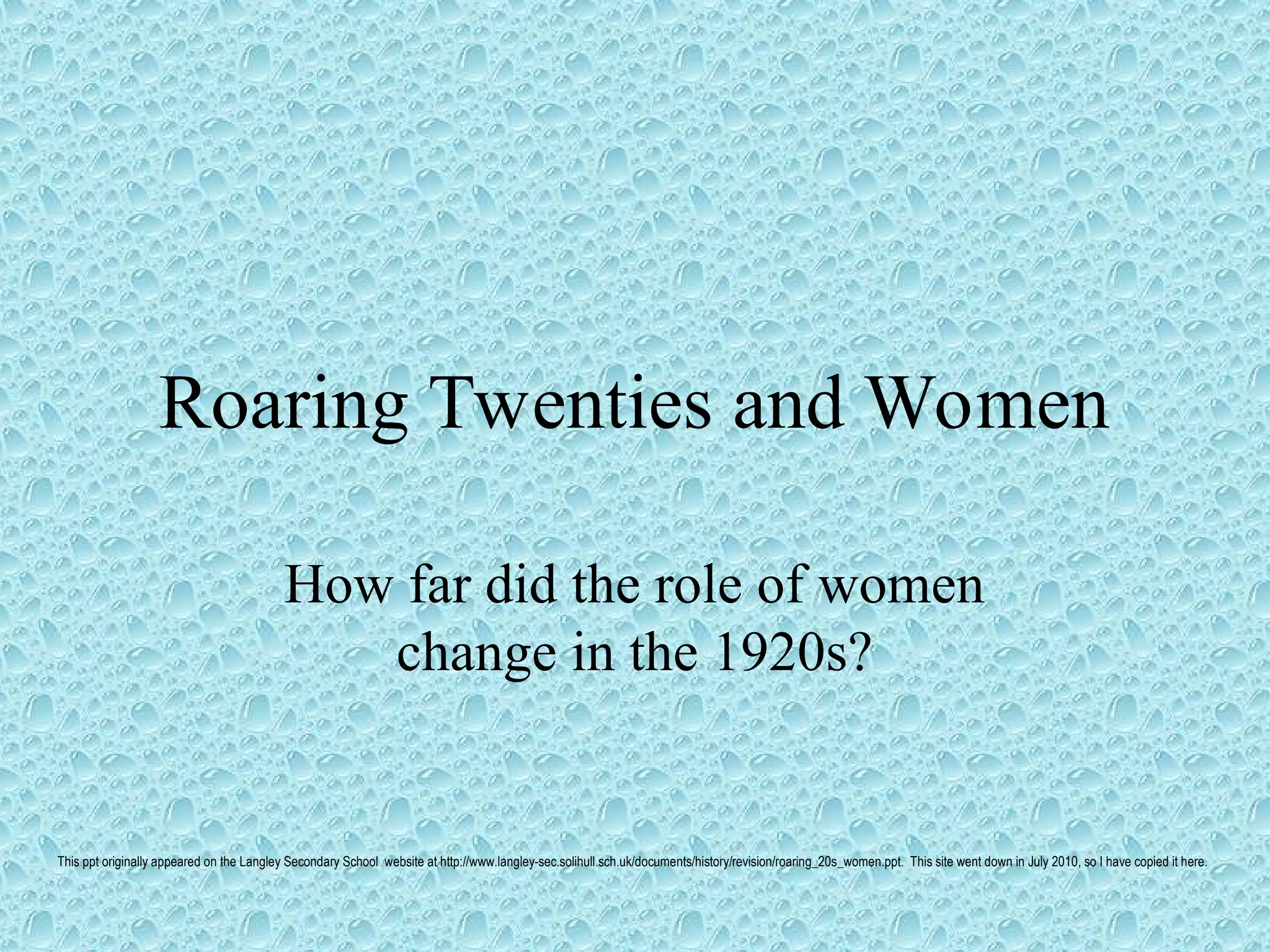 America Roaring 20s Women PowerPoint Presentation | PPT