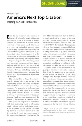 America S Next Top Citation Teaching MLA Skills To Students | PDF ...