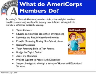 Bonner AmeriCorps 101 | PPT