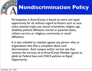 Bonner AmeriCorps 101 | PPT