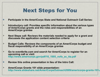 AmeriCorps Education Presentation FY2011 | PPT