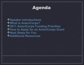 AmeriCorps Education Presentation FY2011 | PPT