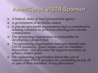 AmeriCorps VISTA Initiatives | PPTX | Debated Sensitive Social Issues | Sensitive Topics