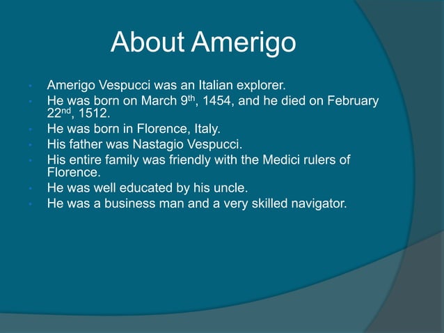 Amerigo vespucci | PPT