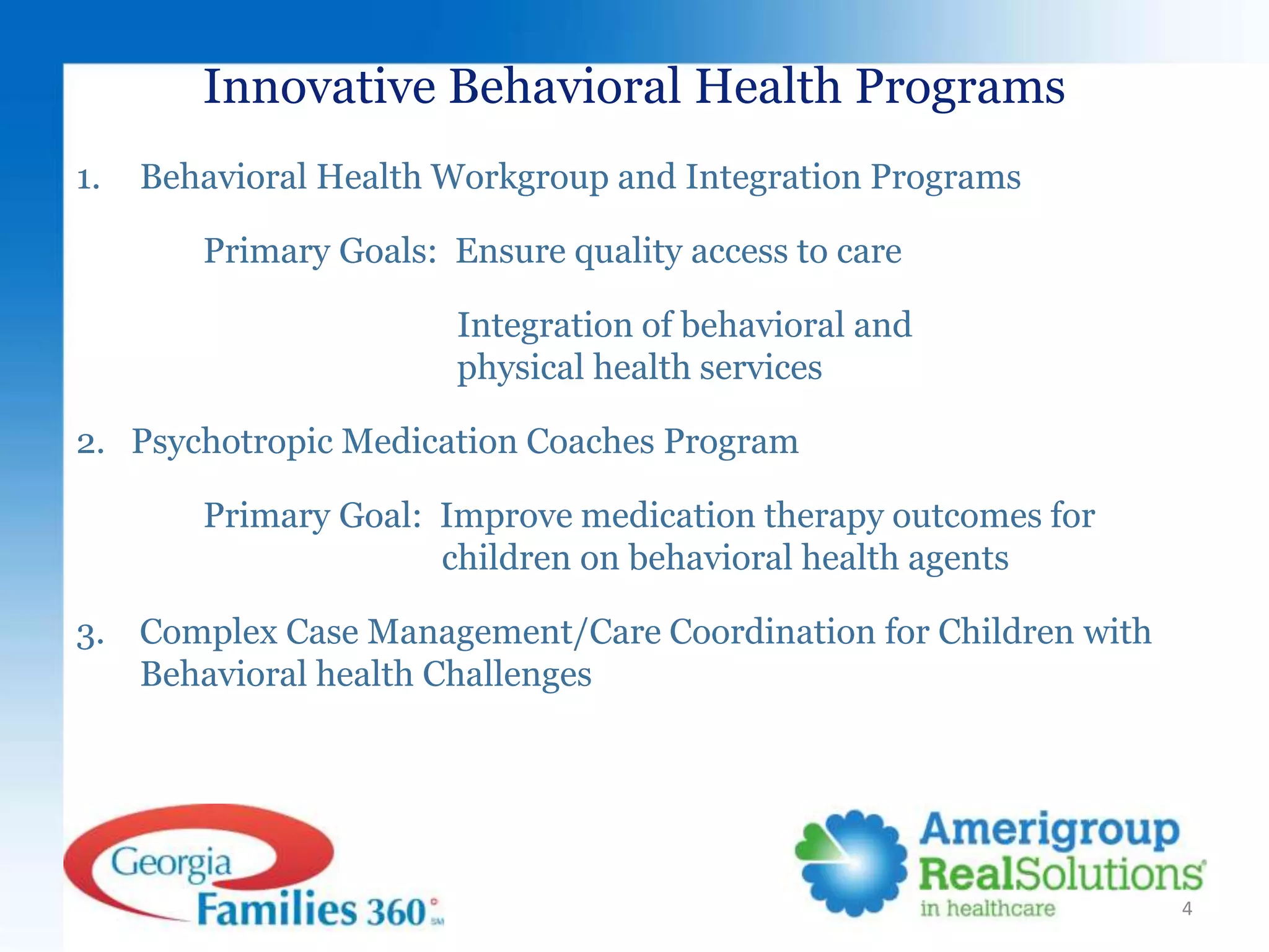 Children's Mental Health Services - Amerigroup Presentation | PPTX