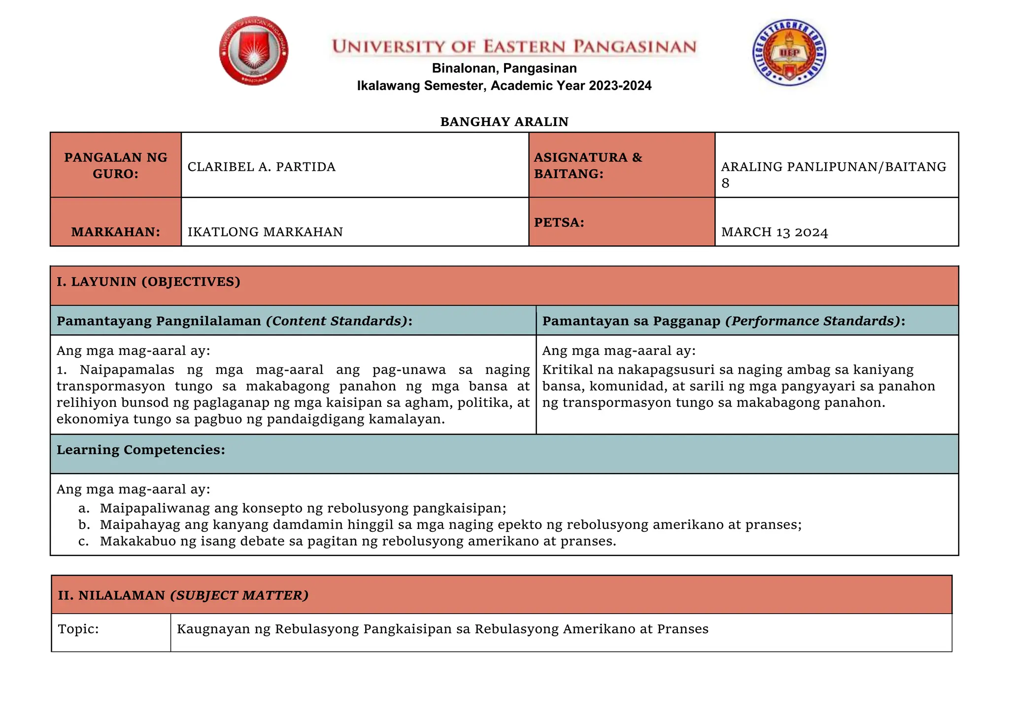 AMERIKA AT PRANSES detailed lesson plann | PPT