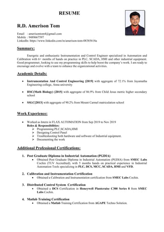 Amerison tom-resume | PDF