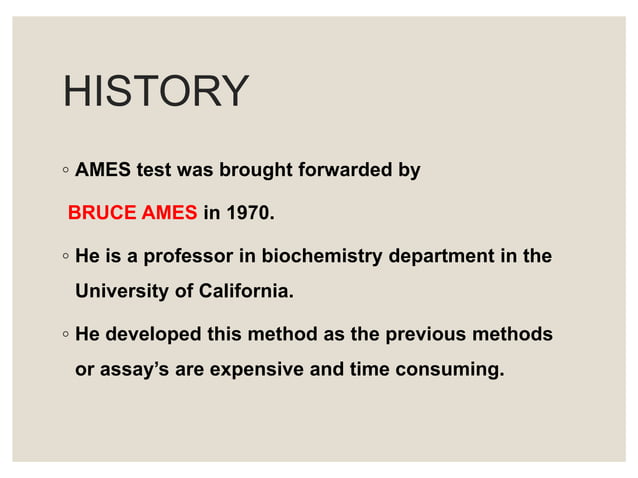 Ames test | PPTX | Medical Tests | Medical Health