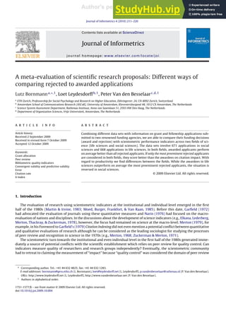 A Meta-Evaluation Of Scientific Research Proposals Different Ways Of ...