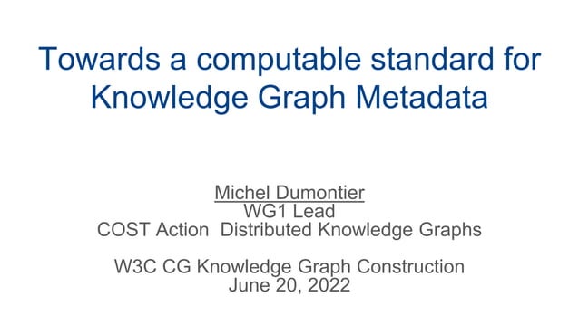 A metadata standard for Knowledge Graphs | PPT