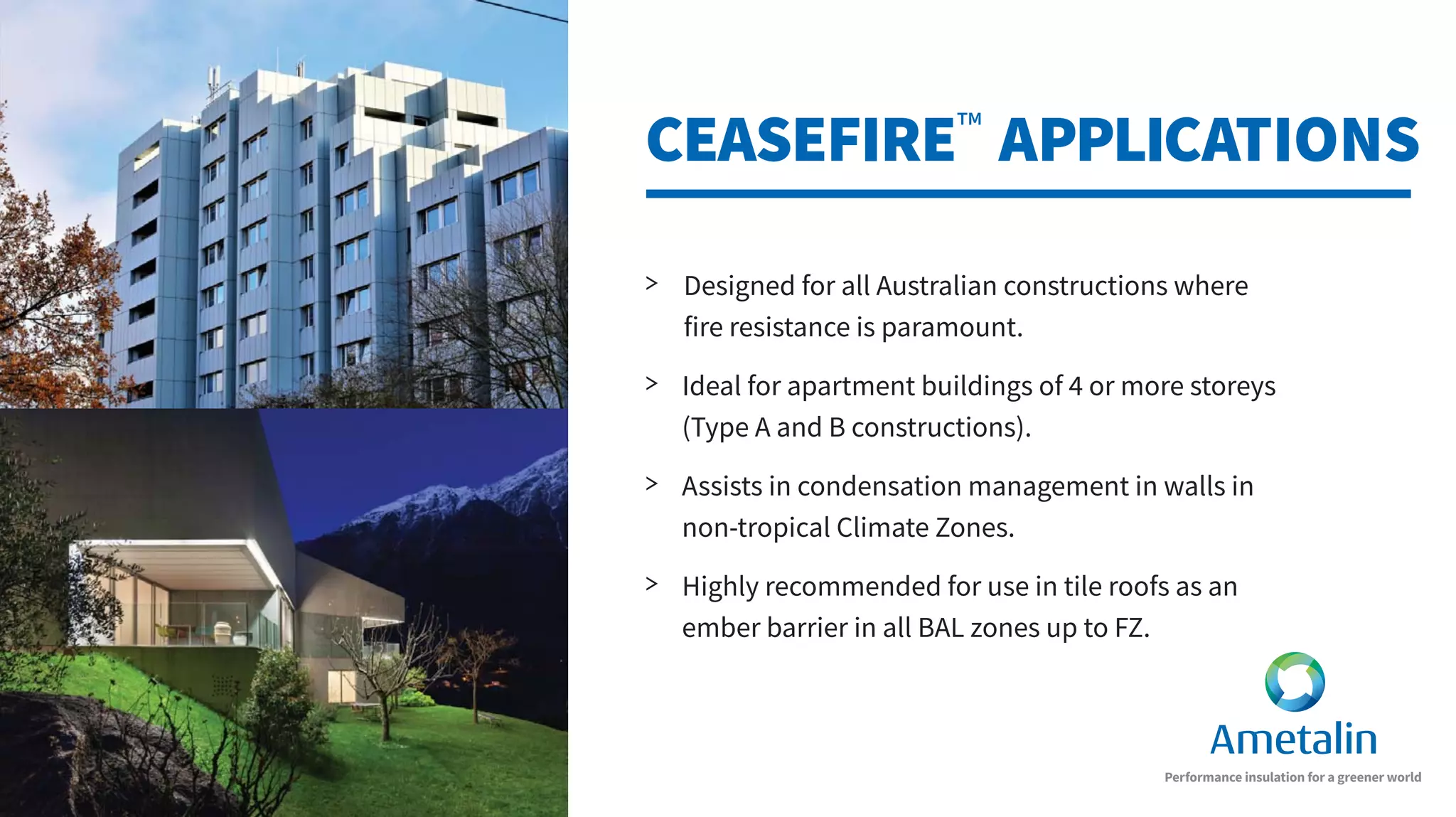 Ametalin CeaseFire™ - non-combustible, weather-proofing and vapour ...