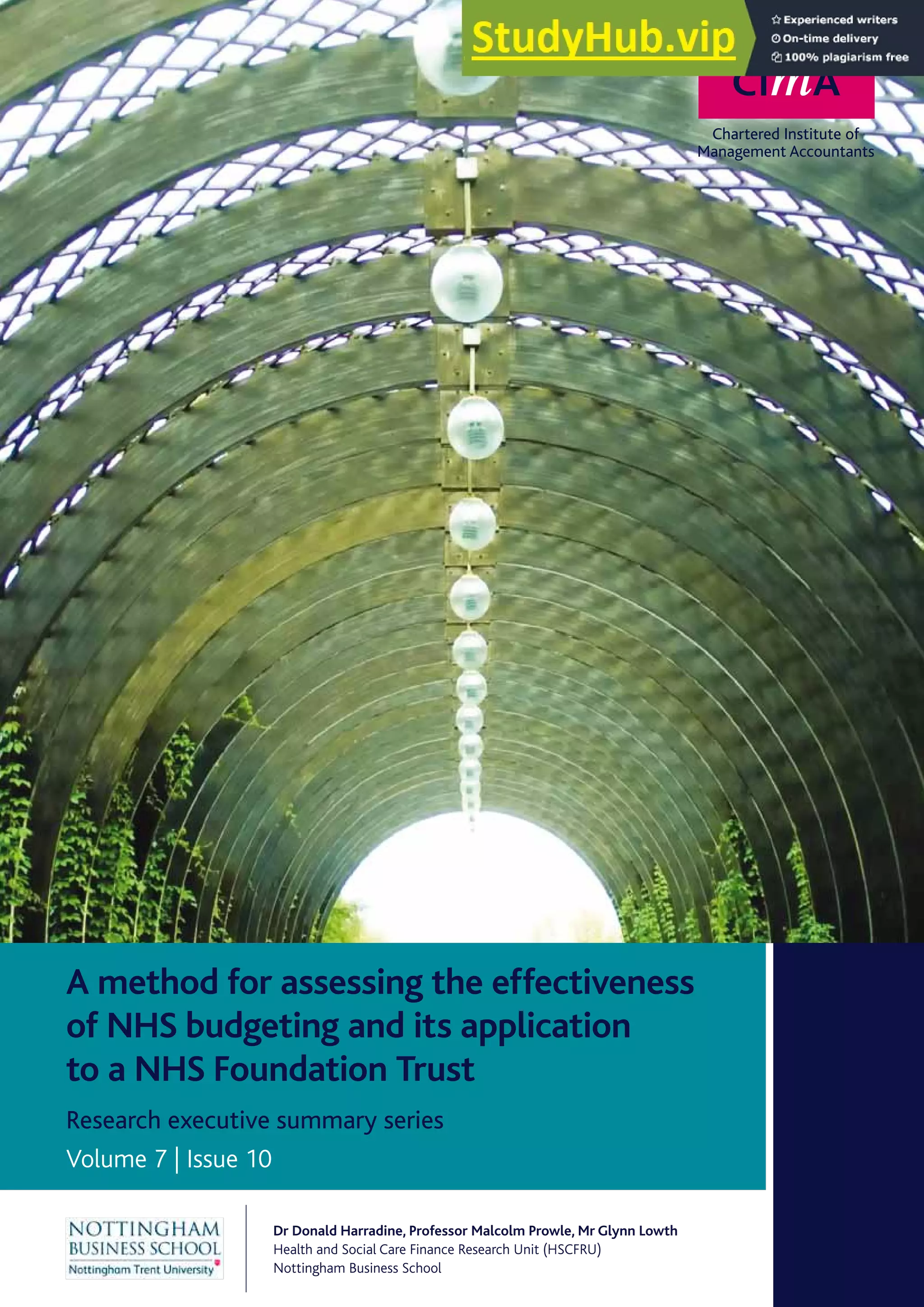 A Method For Assessing The Effectiveness Of NHS Budgeting And Its ...