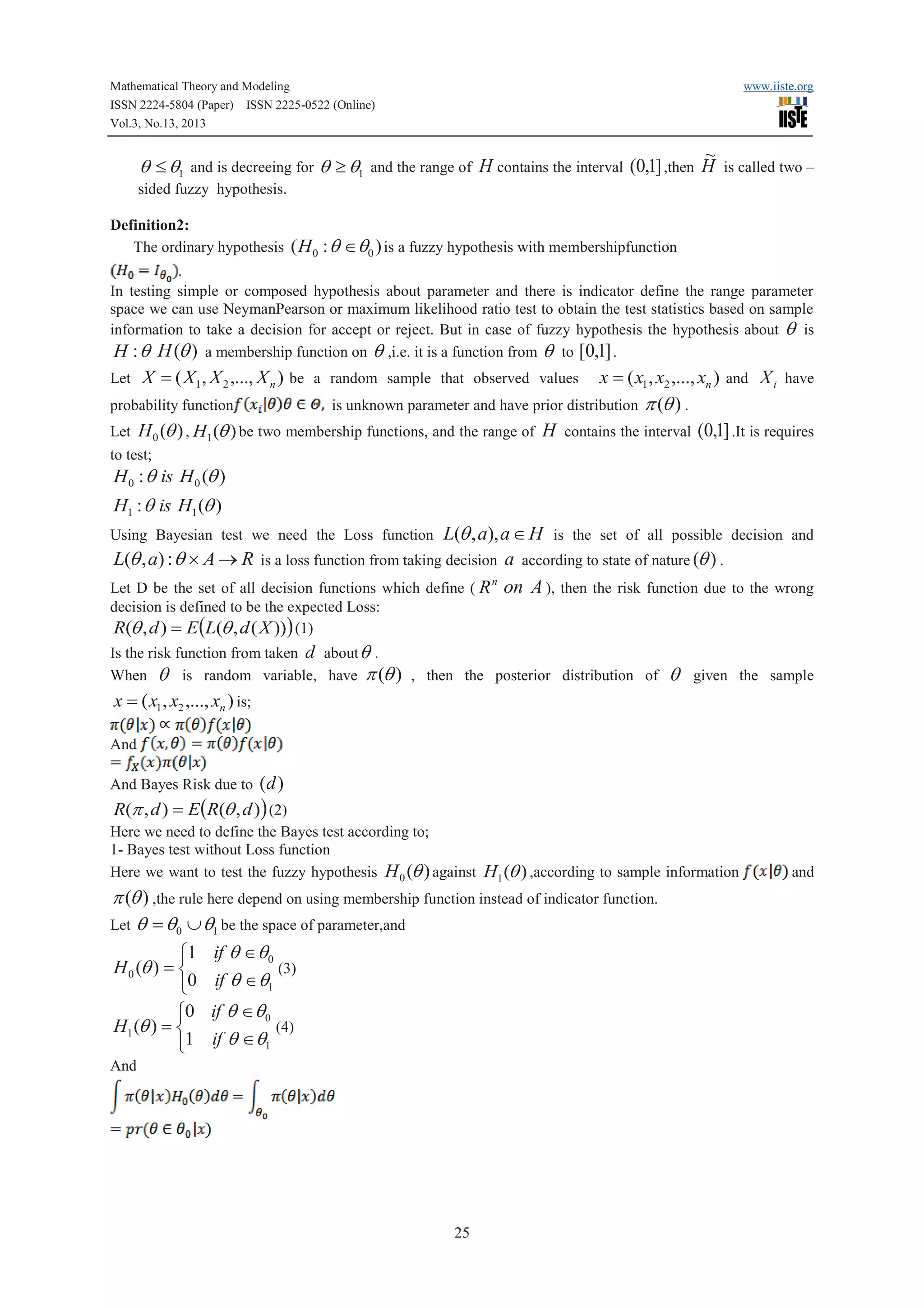 A Method For Constructing Fuzzy Test Statistics With Application Pdf