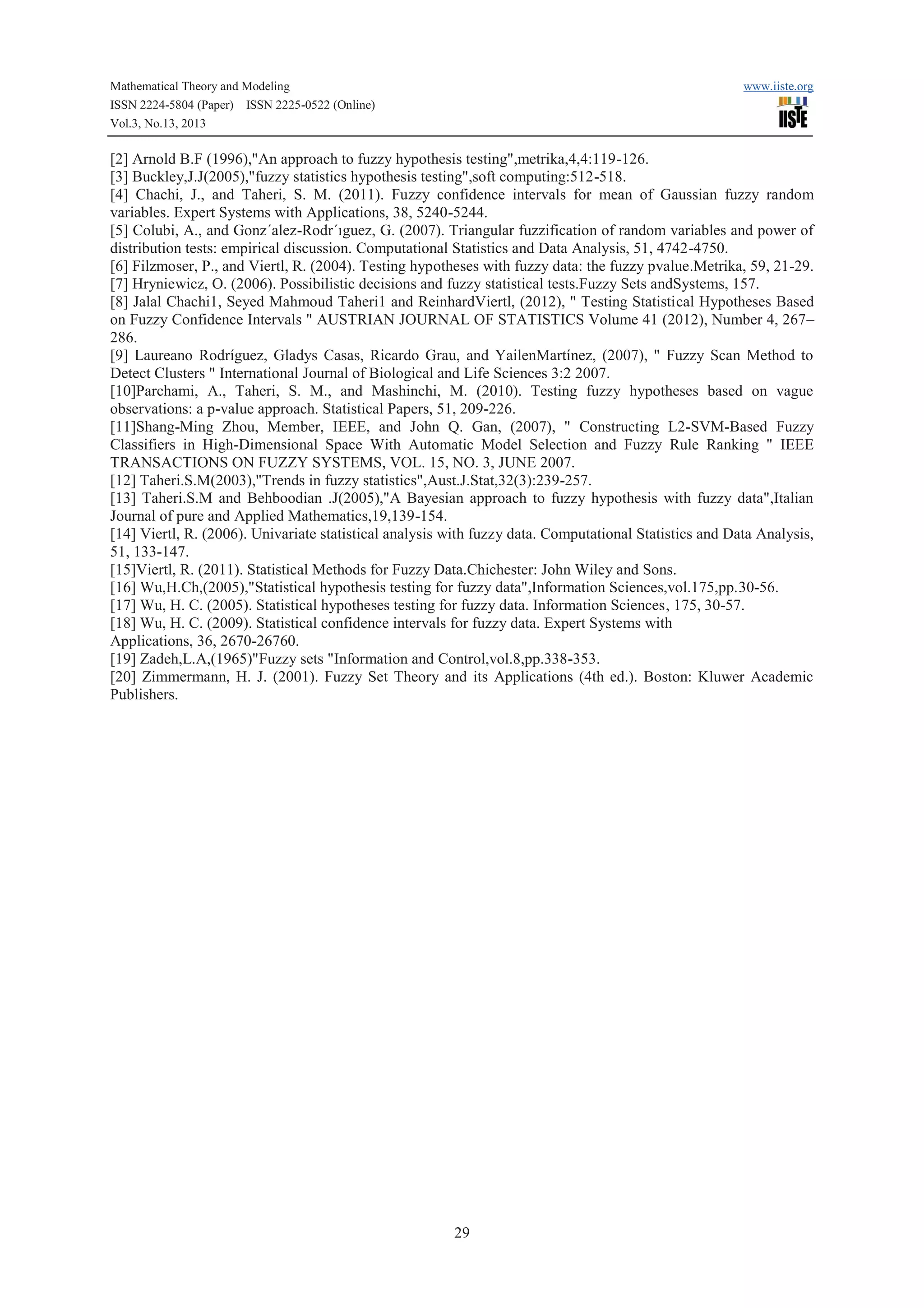 A Method For Constructing Fuzzy Test Statistics With Application Pdf