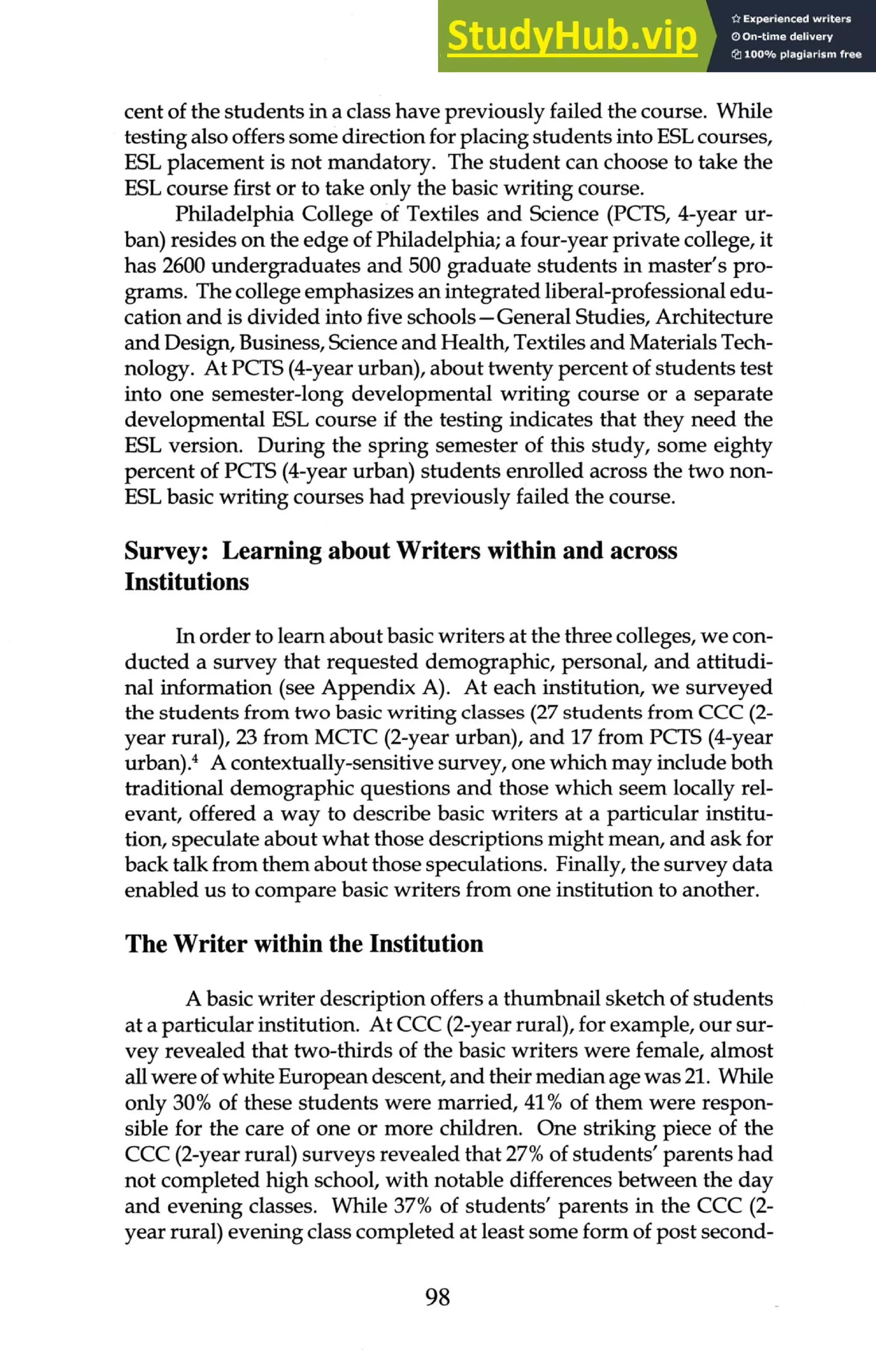 A Method For Describing Basic Writers And Their Writing Lessons From A ...