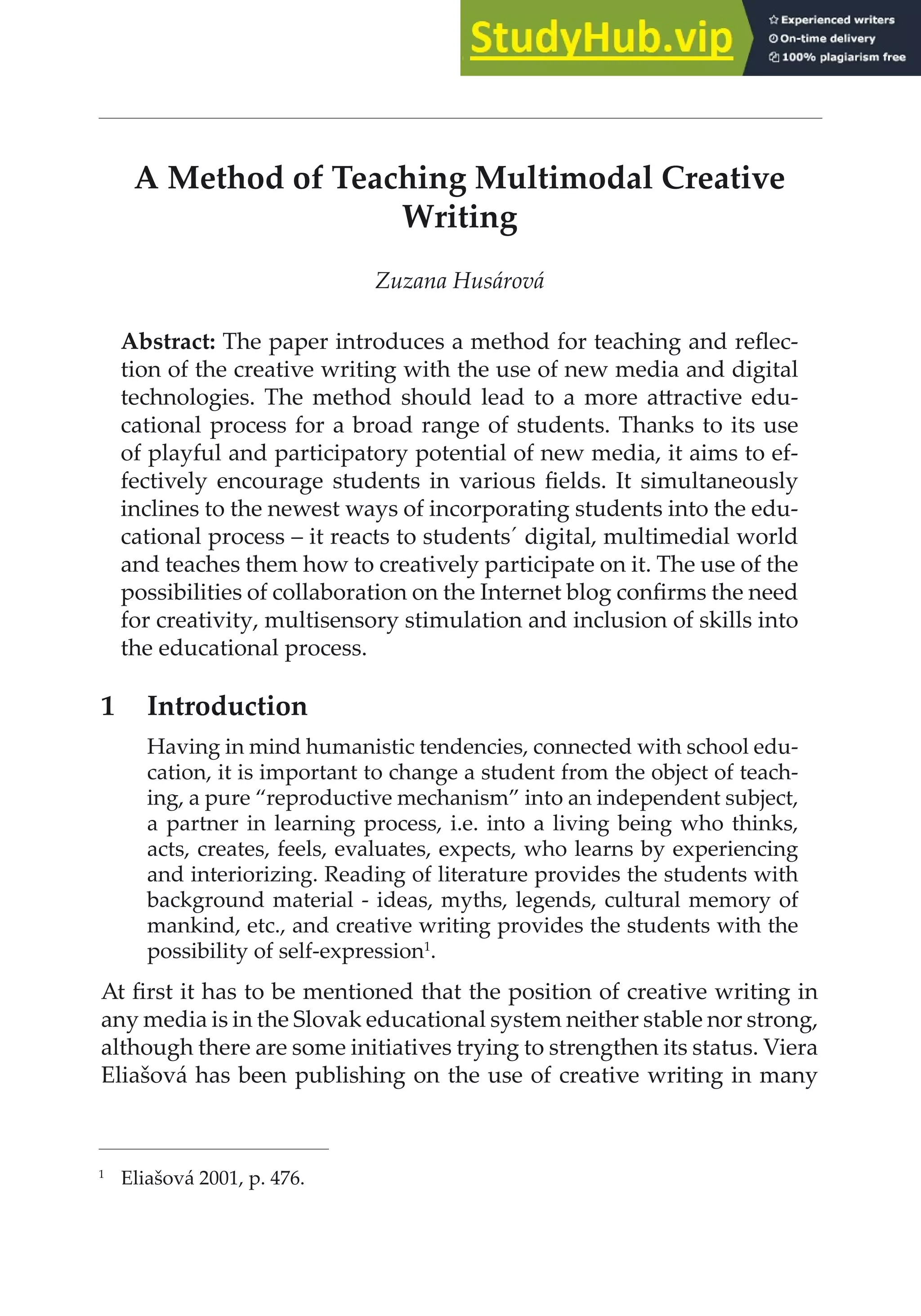 A Method Of Teaching Multimodal Creative Writing | PDF | Arts and Crafts | Hobbies & Interests