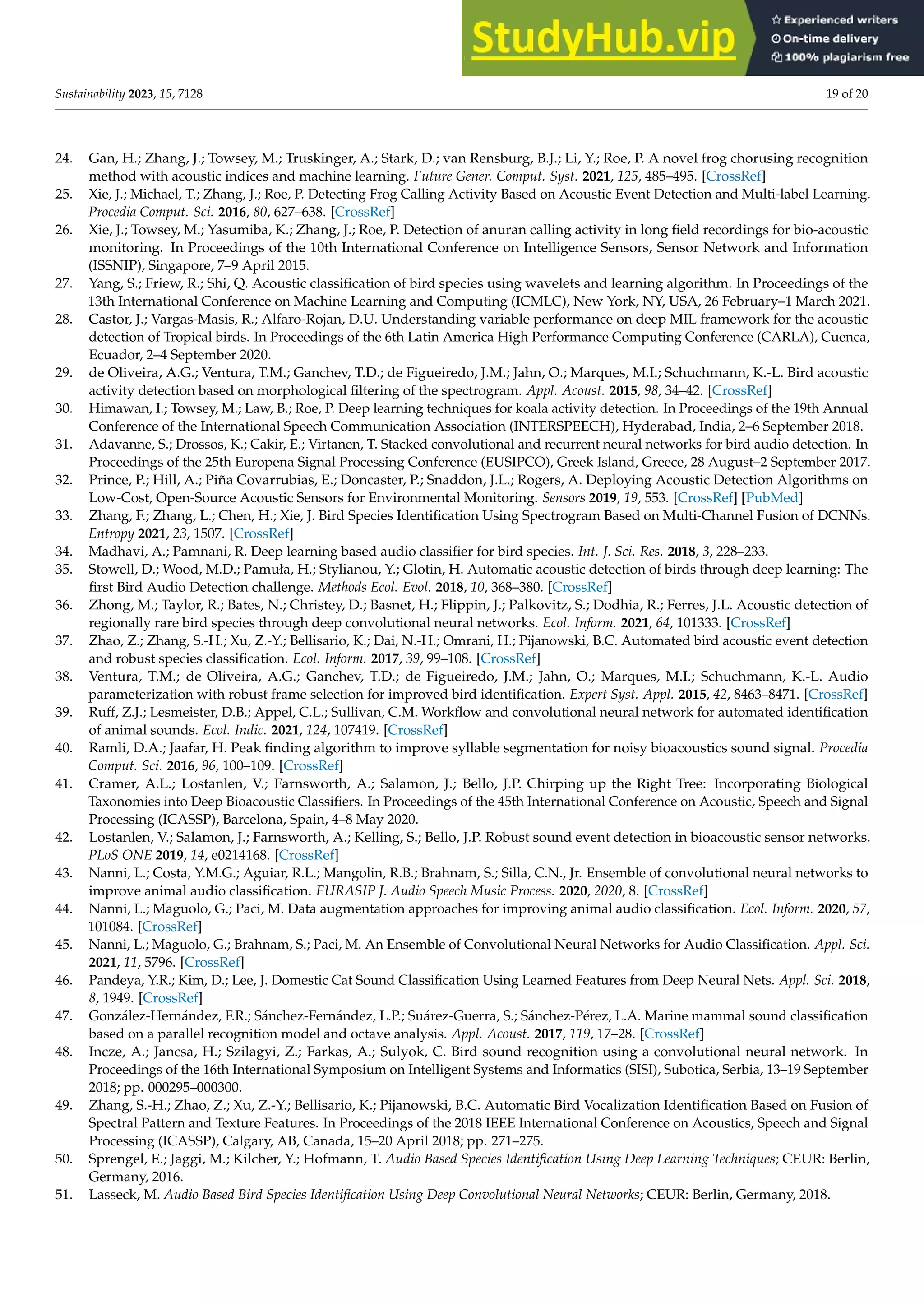 A Methodological Literature Review Of Acoustic Wildlife Monitoring ...