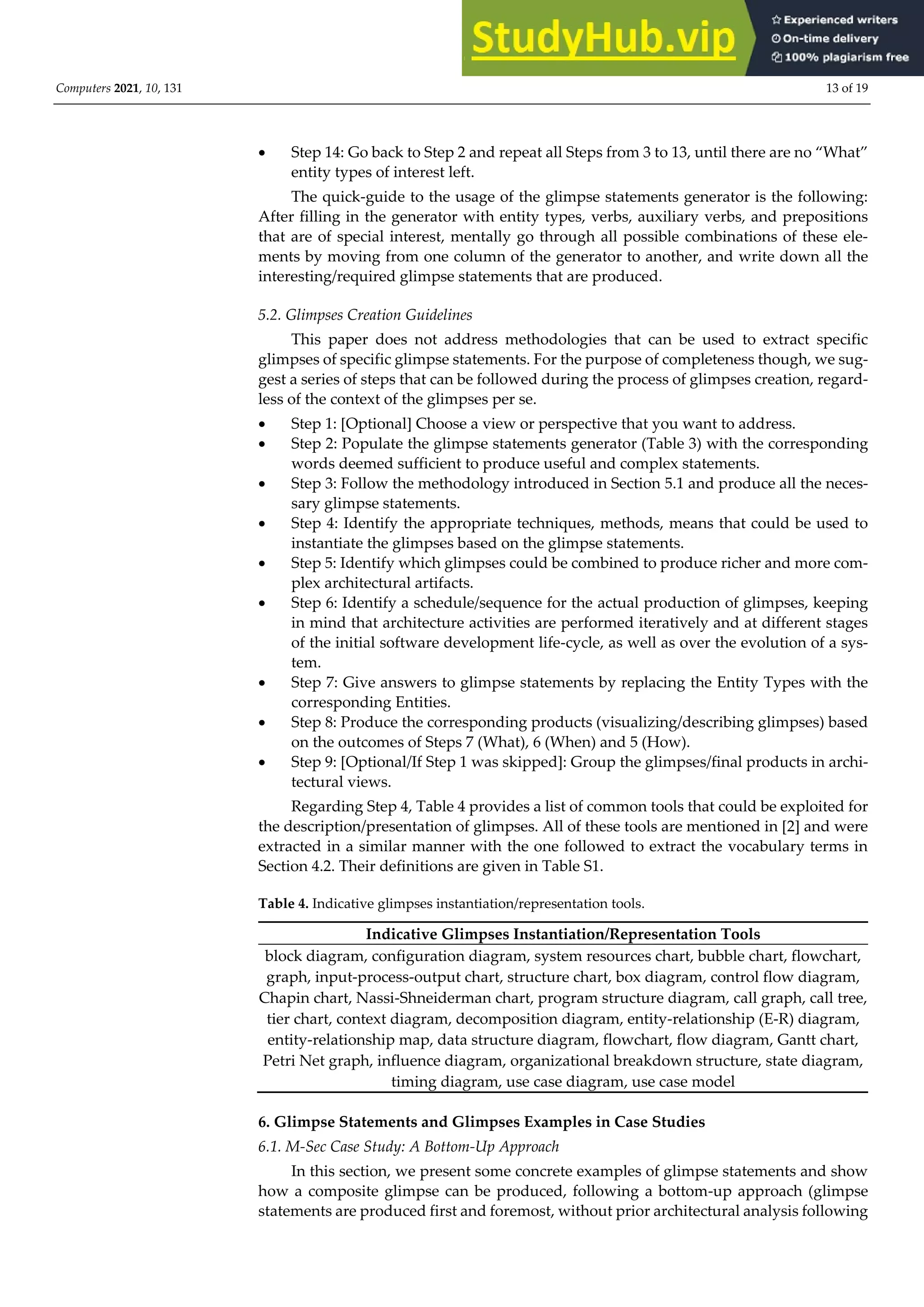 A Methodology For Generating Systems Architectural Glimpse Statements ...