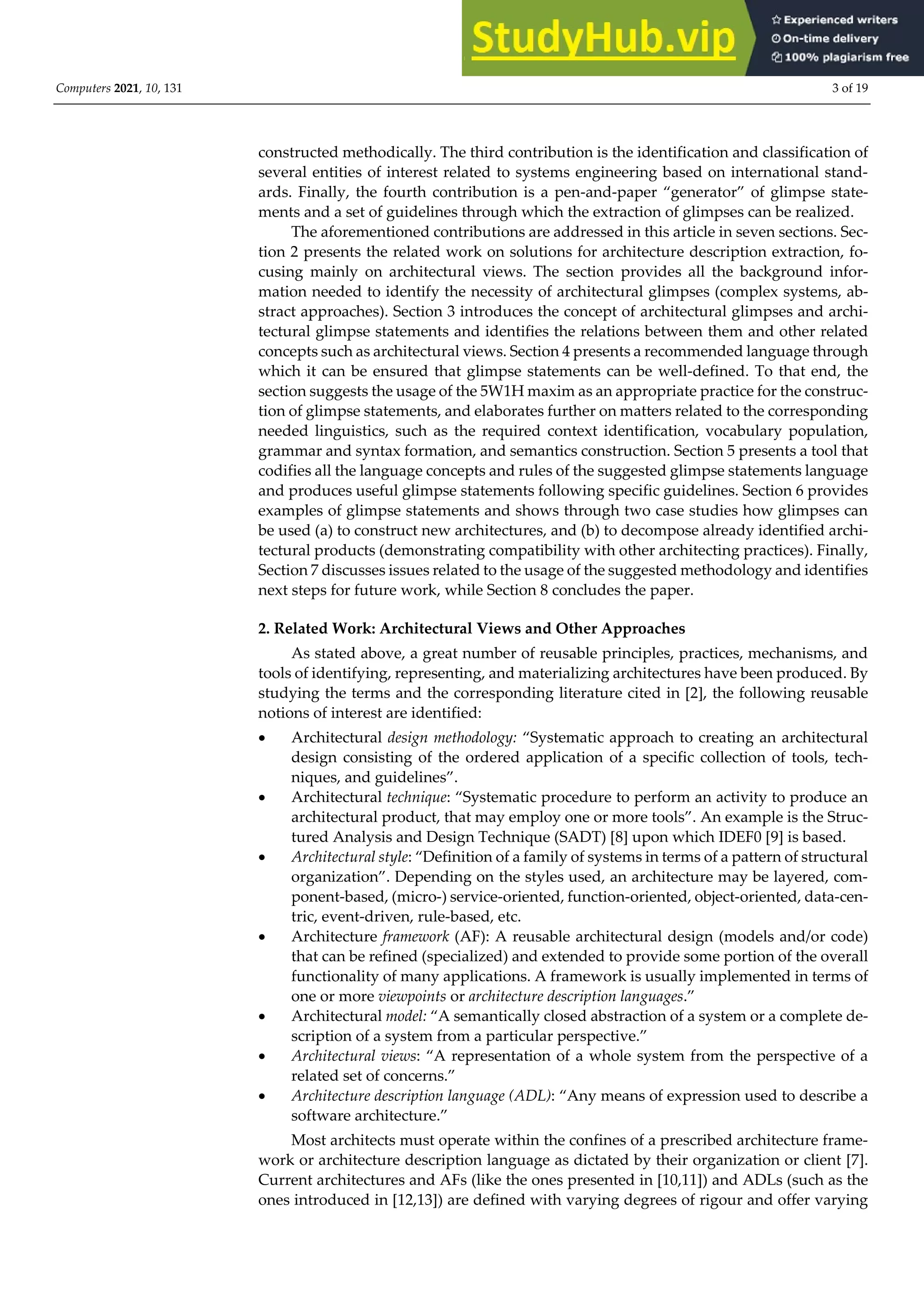 A Methodology For Generating Systems Architectural Glimpse Statements Using The 5W1H Maxim | PDF