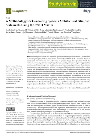 A Methodology For Generating Systems Architectural Glimpse Statements Using The 5W1H Maxim | PDF