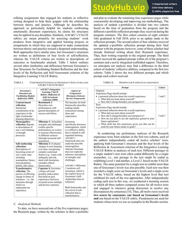 A Methodology To Analyze Self-Reflection In E-Portfolios | PDF