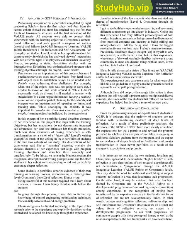 A Methodology To Analyze Self-Reflection In E-Portfolios | PDF