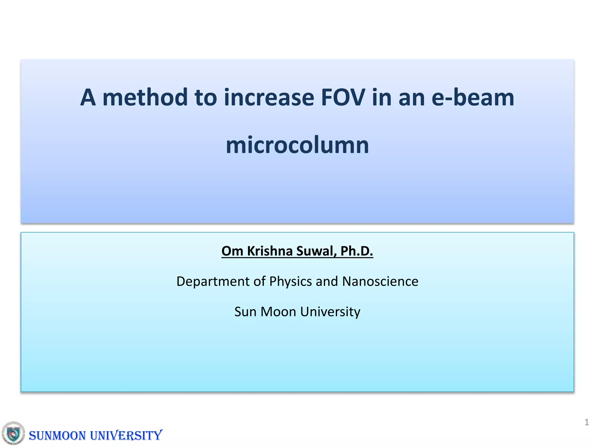 A method to increase fov in e beam microcolumn | PPTX