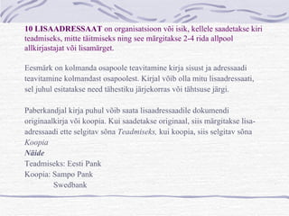 Ametikirjade vormistamine | PPT