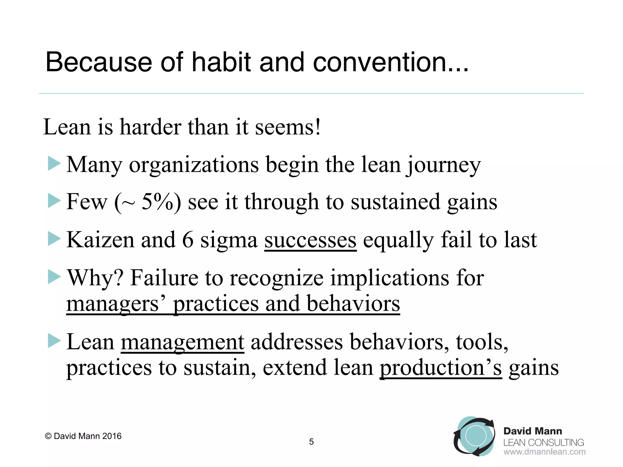 Lean management, lean leadership and leader standard work (AME Webinar ...