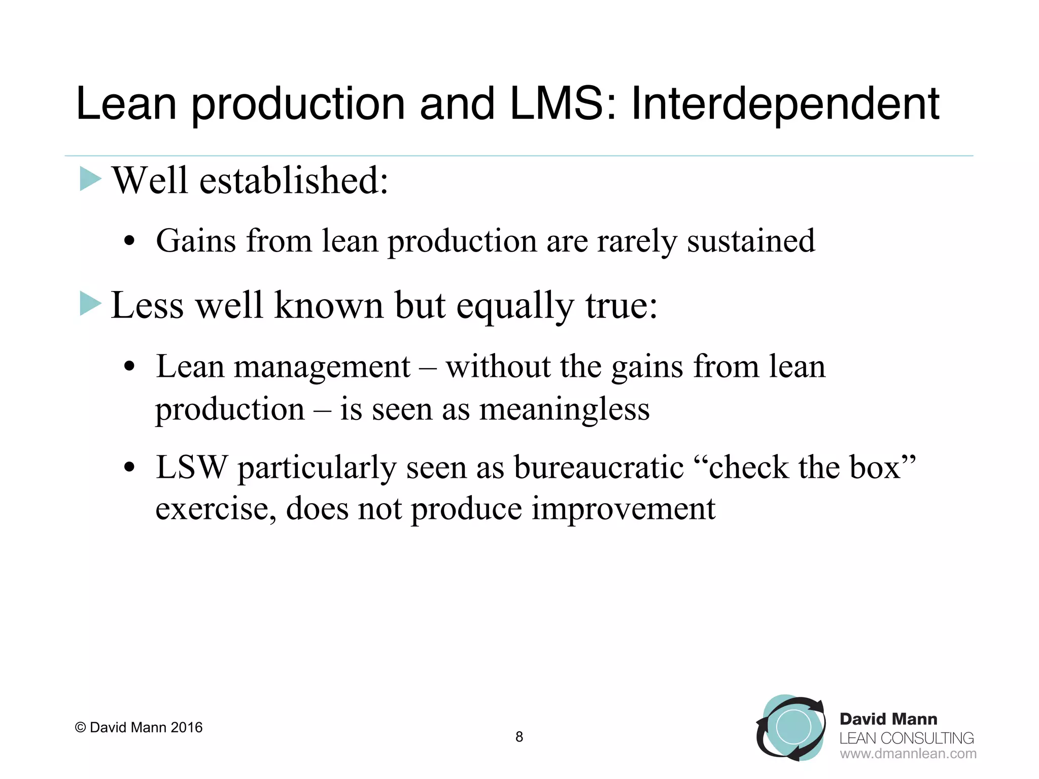 Lean management, lean leadership and leader standard work (AME Webinar ...