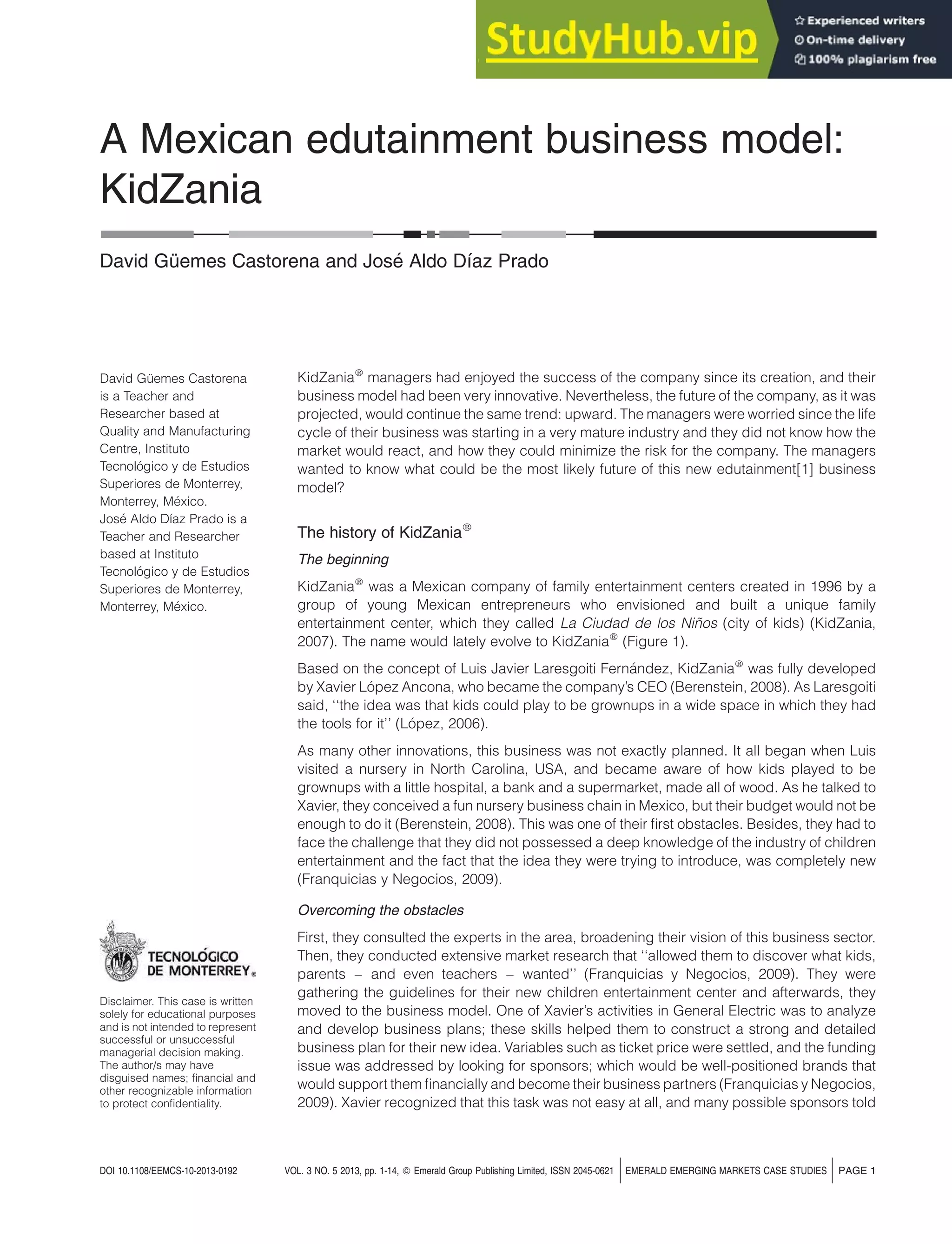 A Mexican Edutainment Business Model KidZania | PDF