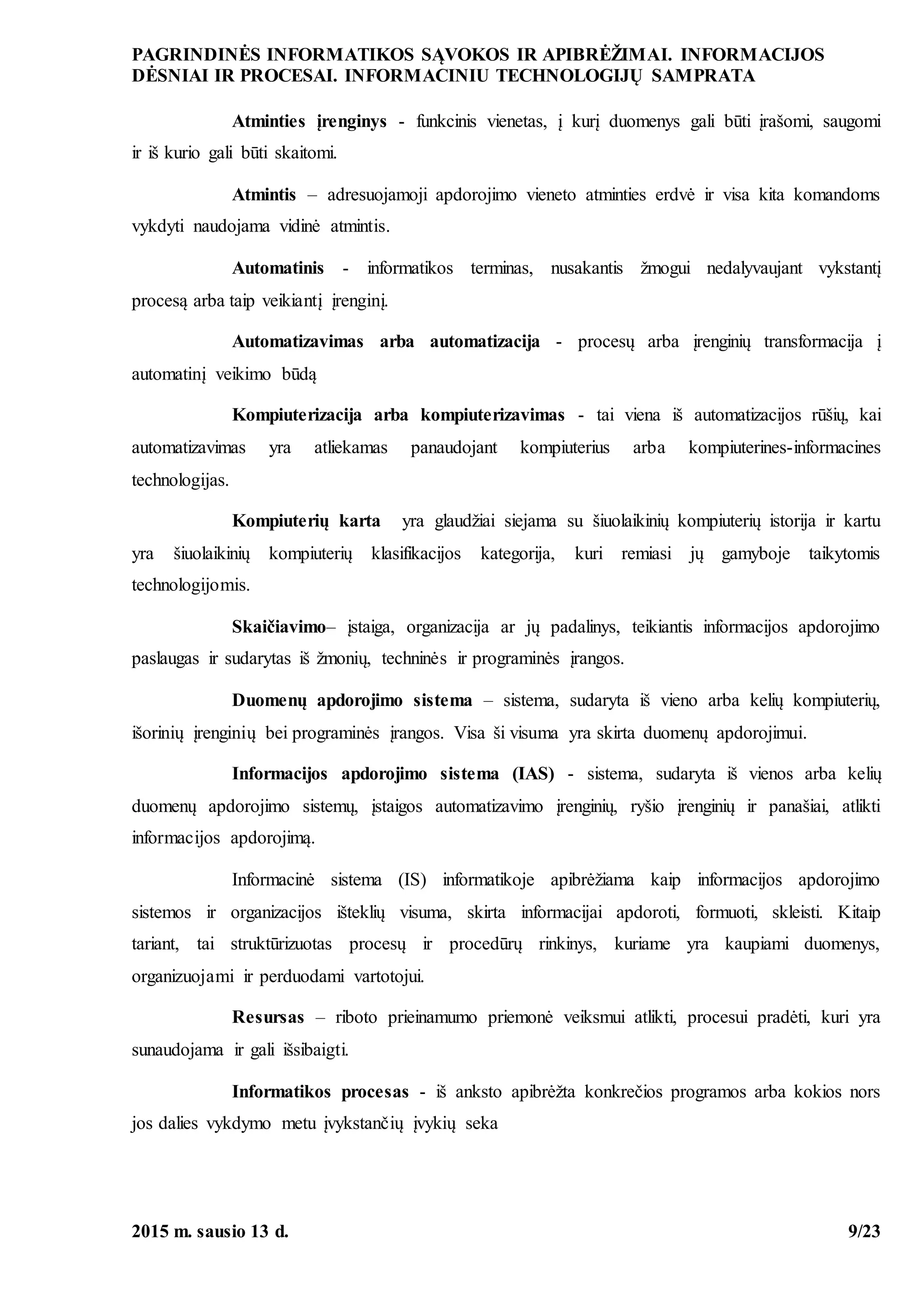 IT pagrindai. Sąvokos.Ir kita. | DOCX