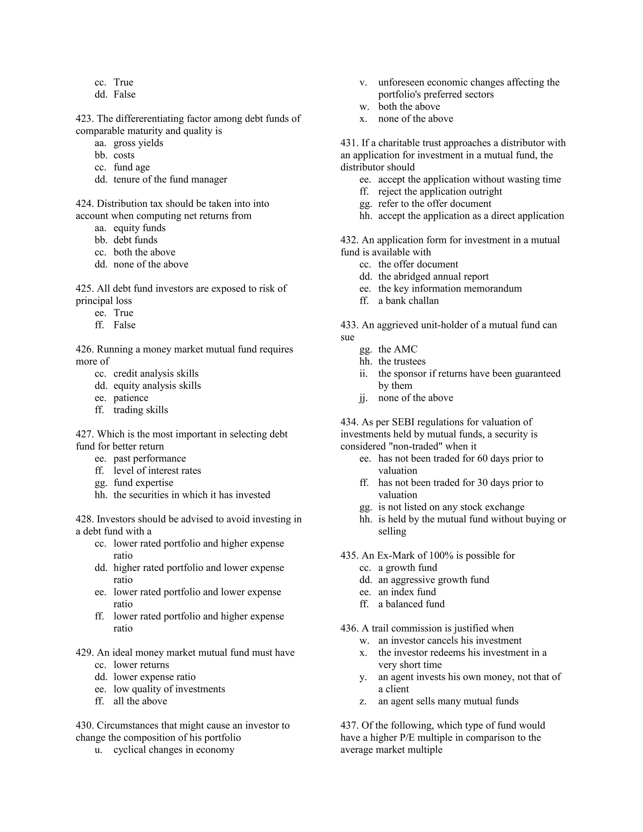 NISM V-A sample 500 questions | DOC