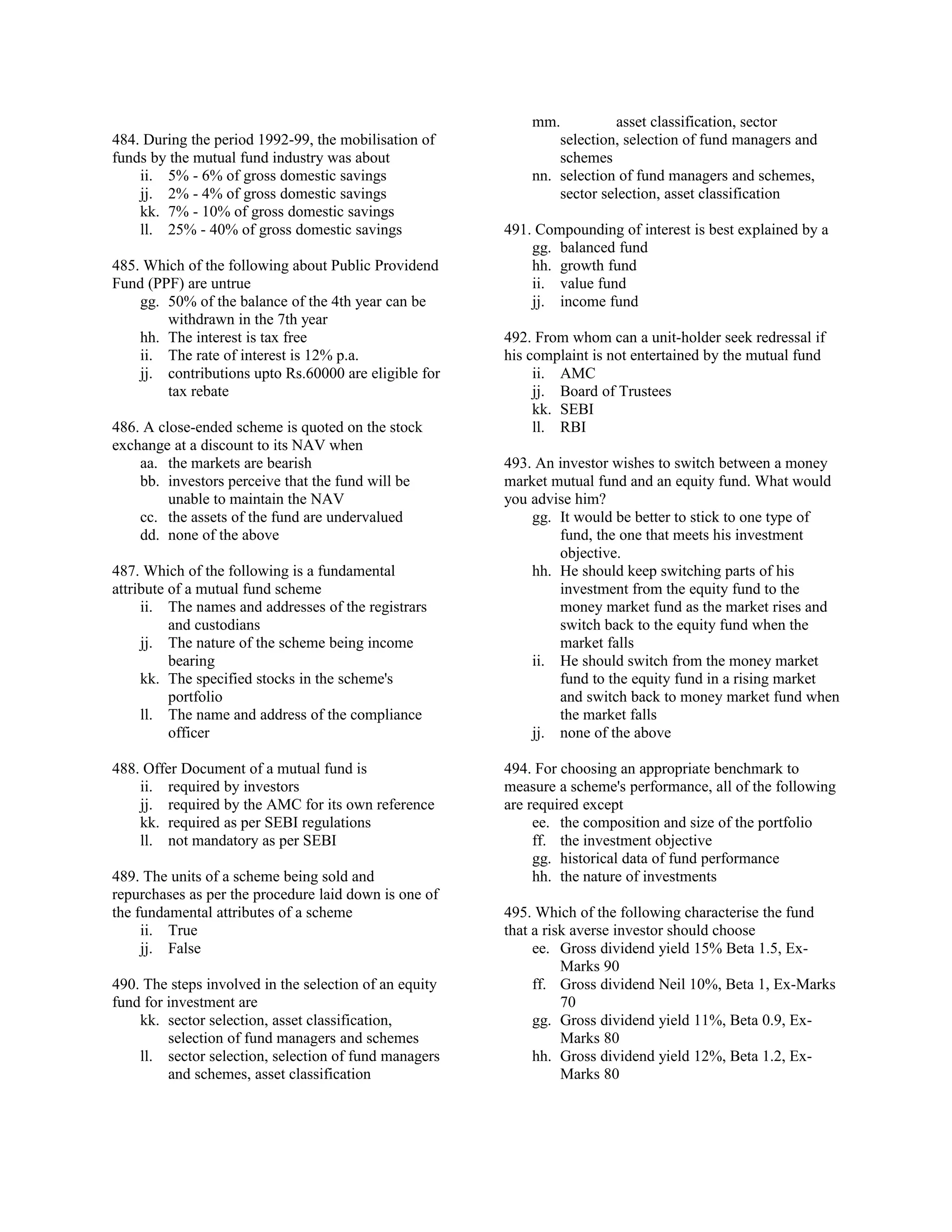 NISM V-A sample 500 questions | DOC