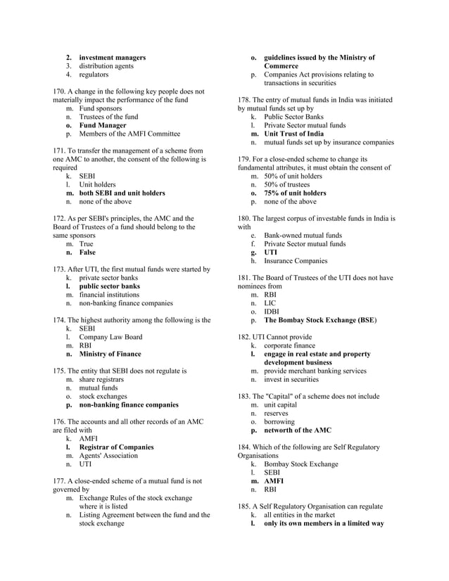 NISM V-A sample 500 questions | DOC | Stocks and Bonds | Personal Investing