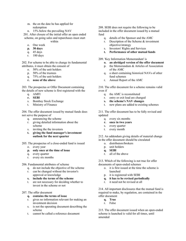 NISM V-A sample 500 questions | DOC | Stocks and Bonds | Personal Investing