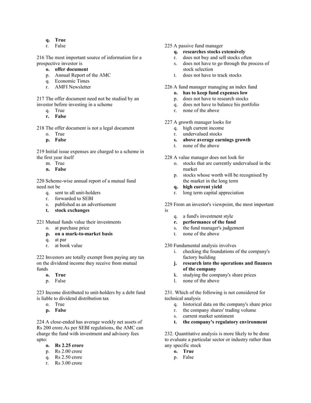 NISM V-A sample 500 questions | DOC | Stocks and Bonds | Personal Investing