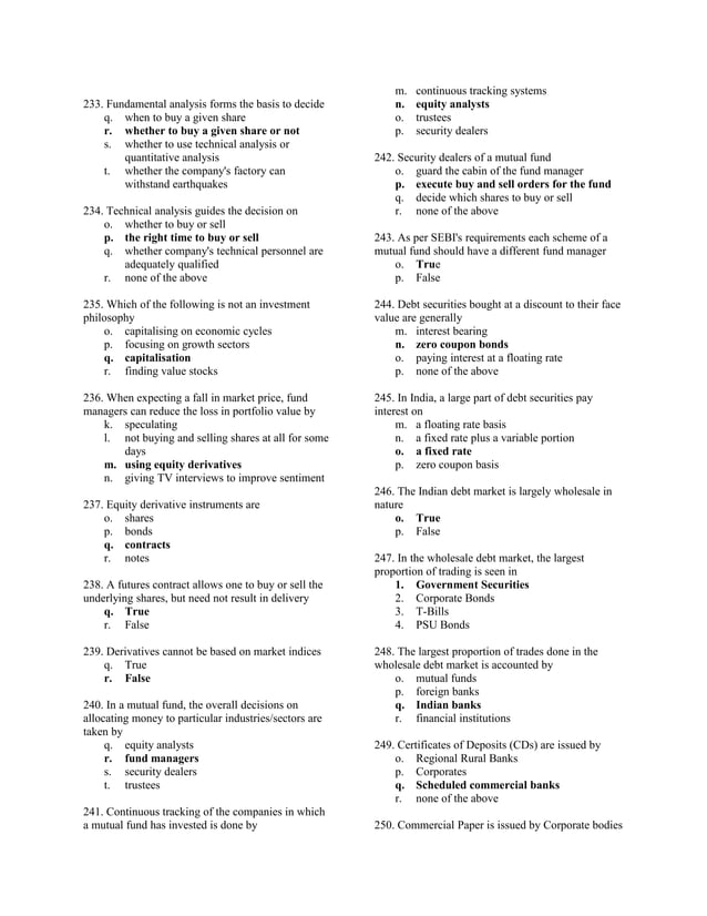 NISM V-A sample 500 questions | DOC | Stocks and Bonds | Personal Investing