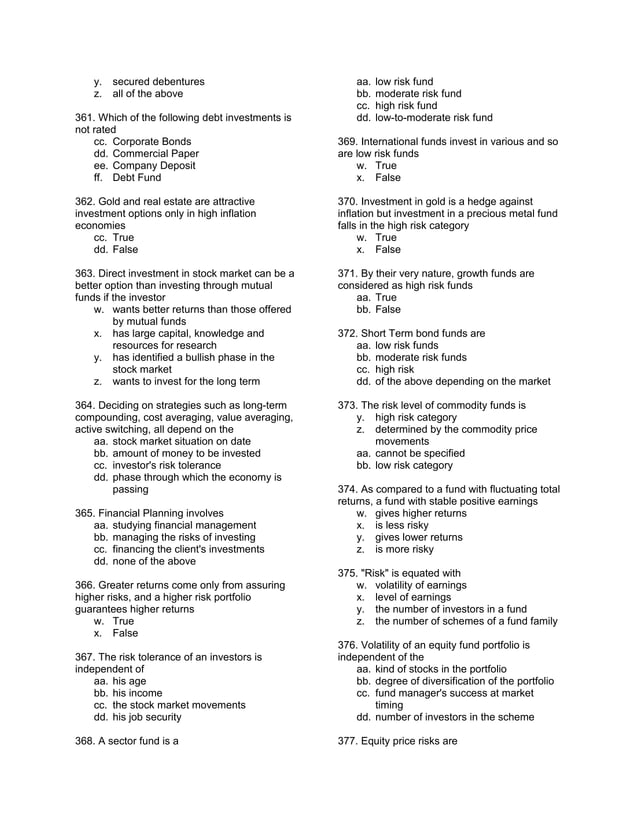 NISM V-A sample 500 questions | DOC | Stocks and Bonds | Personal Investing