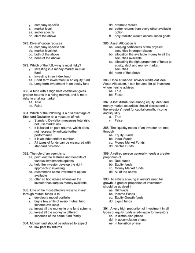 NISM V-A sample 500 questions | DOC | Stocks and Bonds | Personal Investing