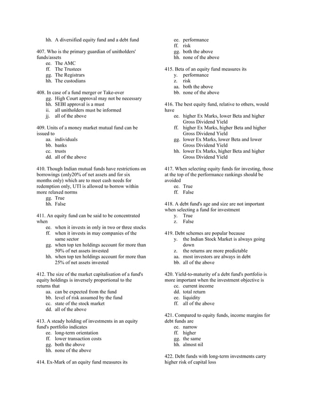 NISM V-A sample 500 questions | DOC | Stocks and Bonds | Personal Investing