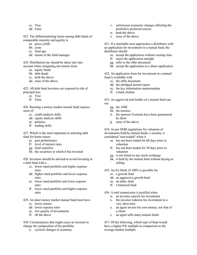 NISM V-A sample 500 questions | DOC | Stocks and Bonds | Personal Investing